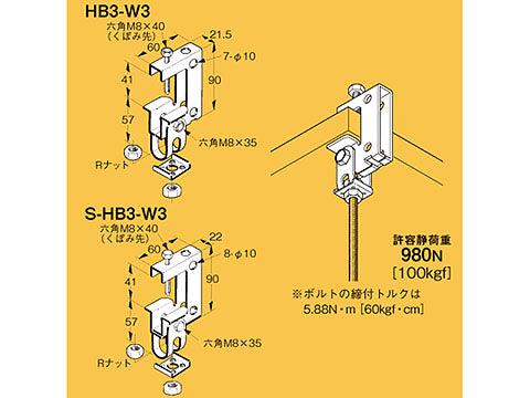 HB3-W3｜吊ボルト支持金具 一般形鋼用 W3/8 – 電材Days