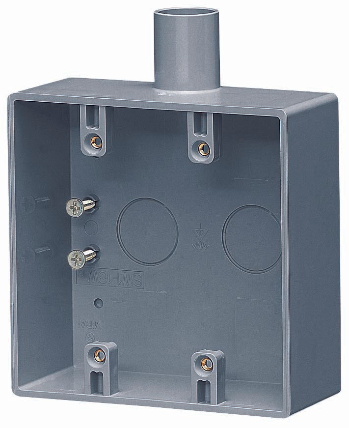 SW1-14W｜VE露出スイッチボックス 2個用1方出14 グレー – 電材Days